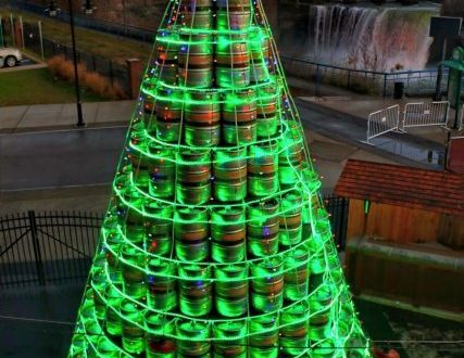 Genesee Brewery Lights A Towering Beer Keg Christmas Tree – American ...